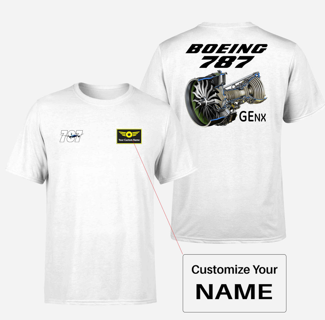 Boeing 787 & GENX Engine Designed Double-Side T-Shirts – Aviation Shop