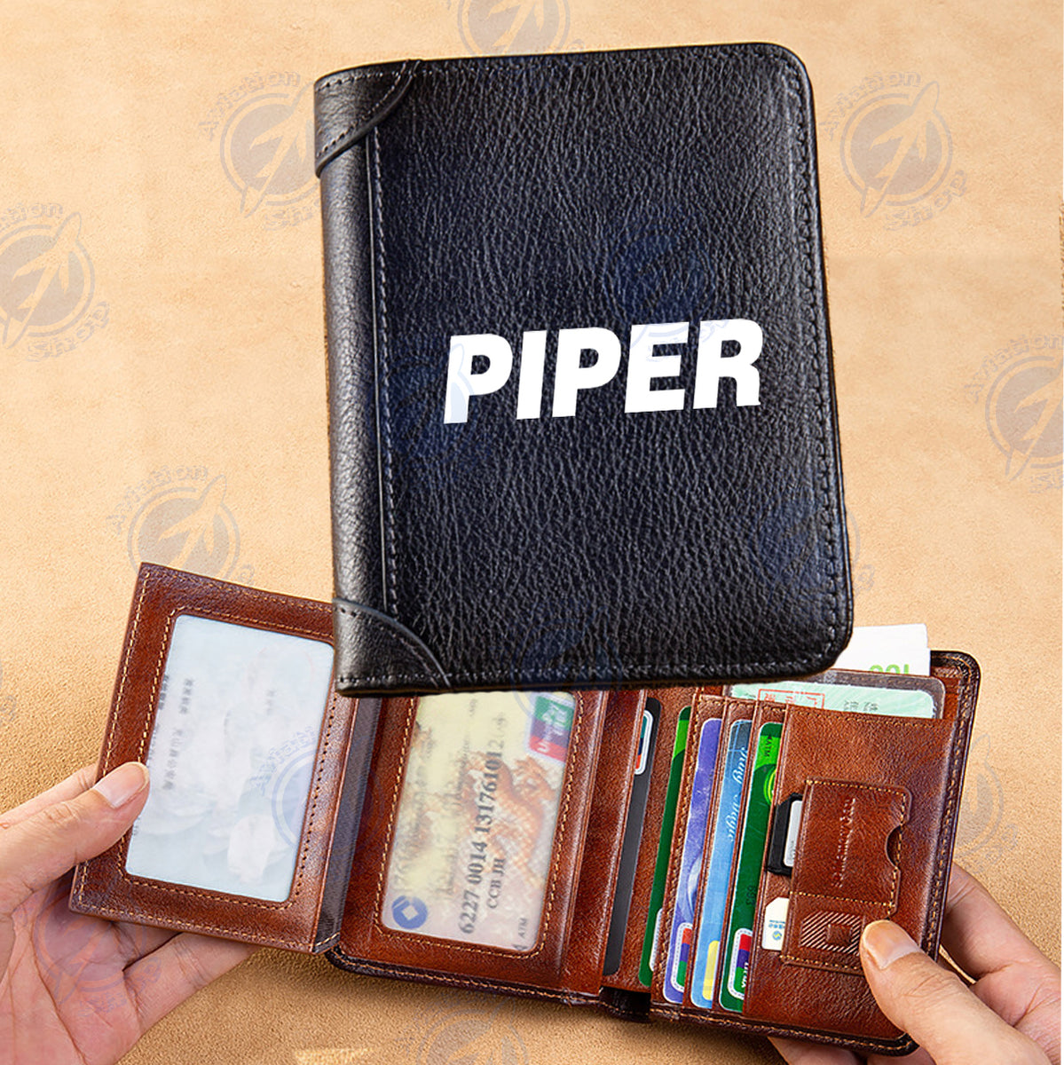 Piper & Text Designed Leather Wallets – Aviation Shop