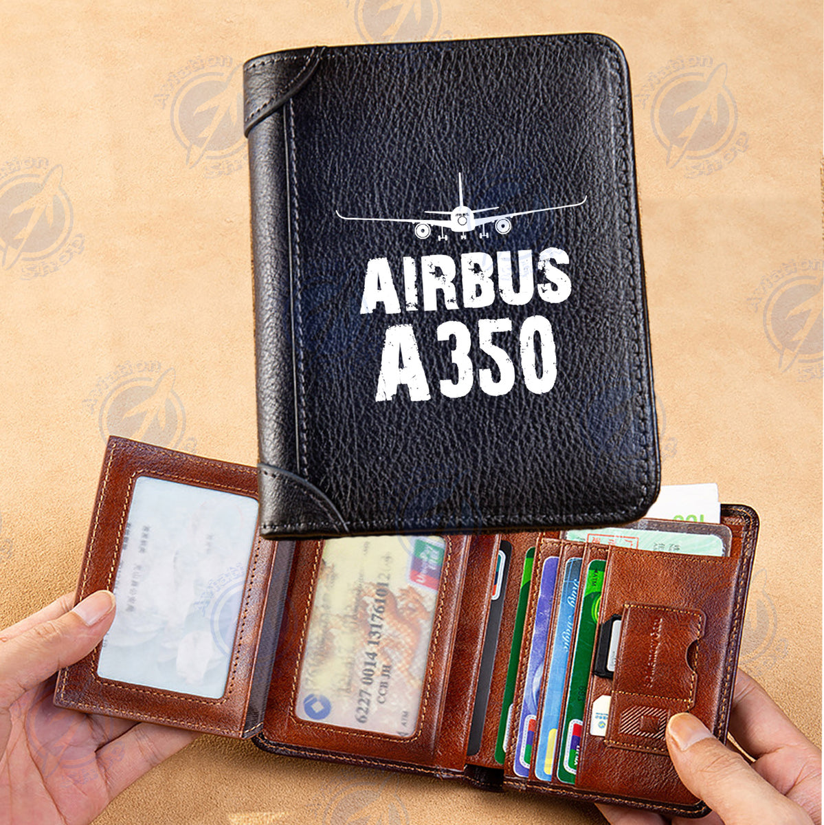 Airbus A350 & Plane Designed Leather Wallets – Aviation Shop