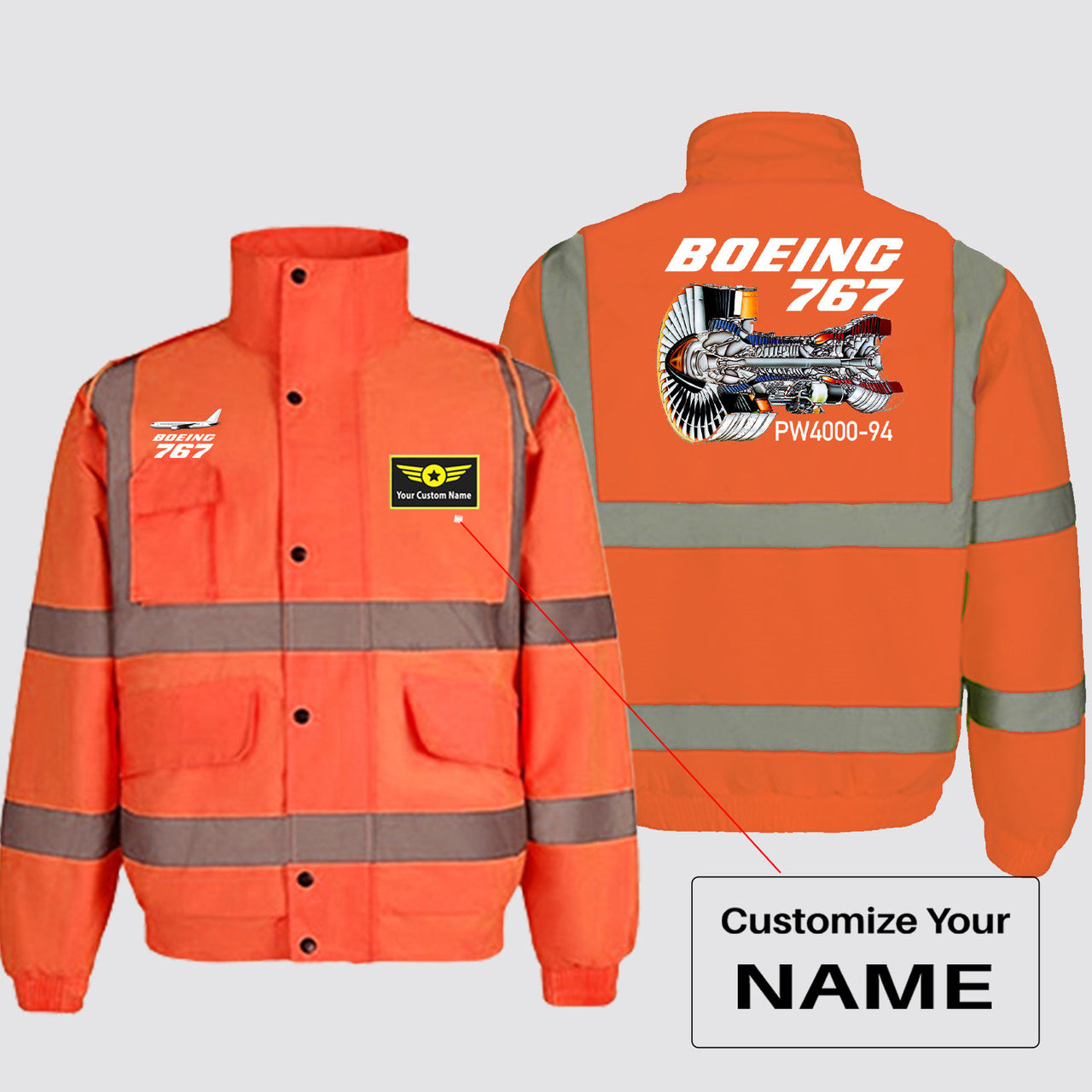 Boeing 767 Engine (PW4000-94) Designed Reflective Winter Jackets ...