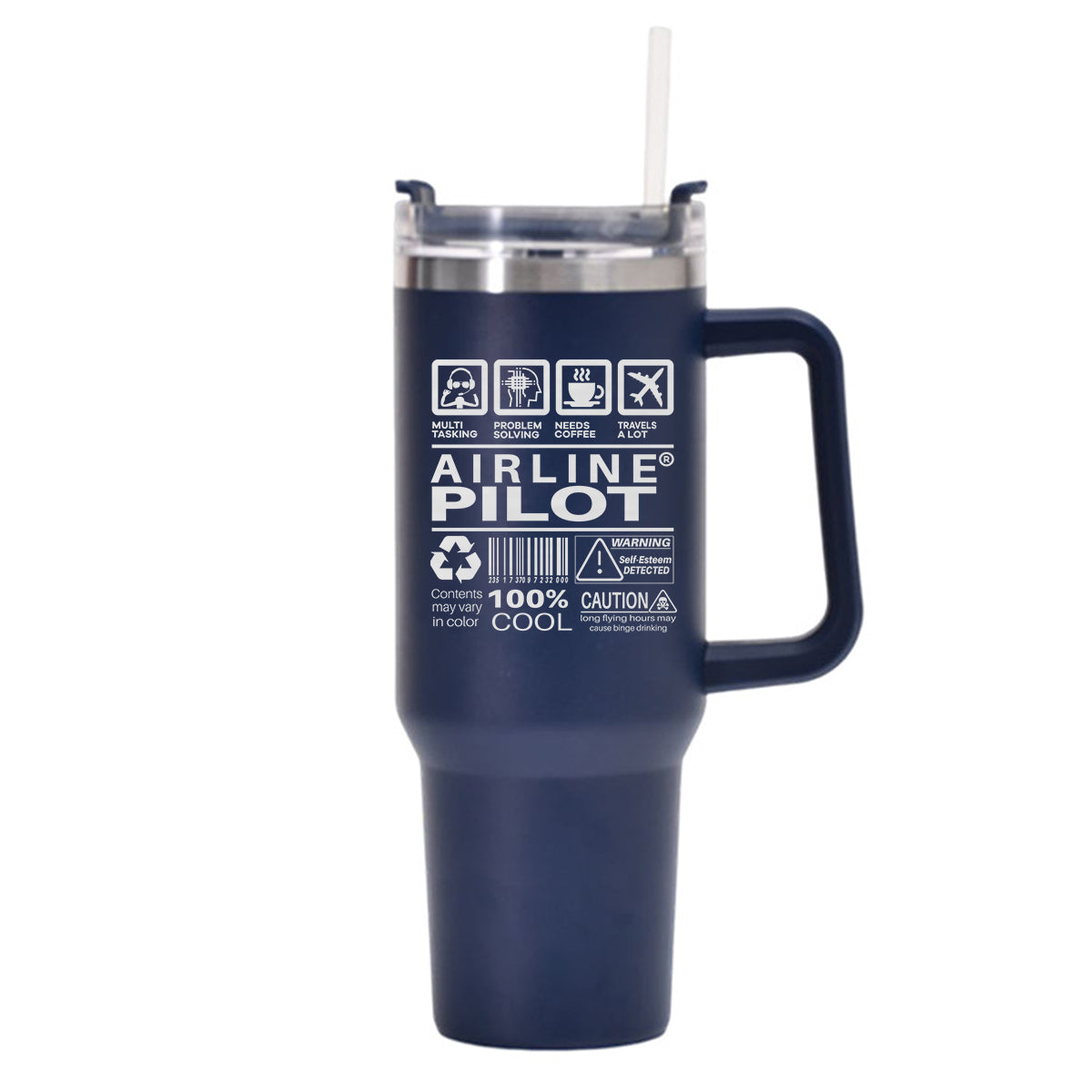 Airline Pilot Label Designed 40oz Stainless Steel Car Mug With Holder ...