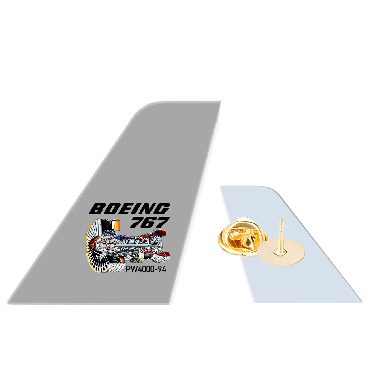 Boeing 767 Engine (PW4000-94) Designed Tail Shape Badges & Pins ...