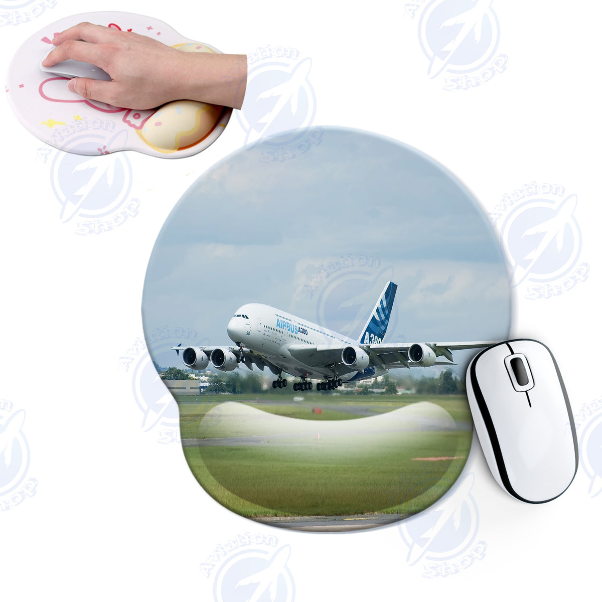Departing Airbus A380 with Original Livery Designed Ergonomic Mouse Pa ...