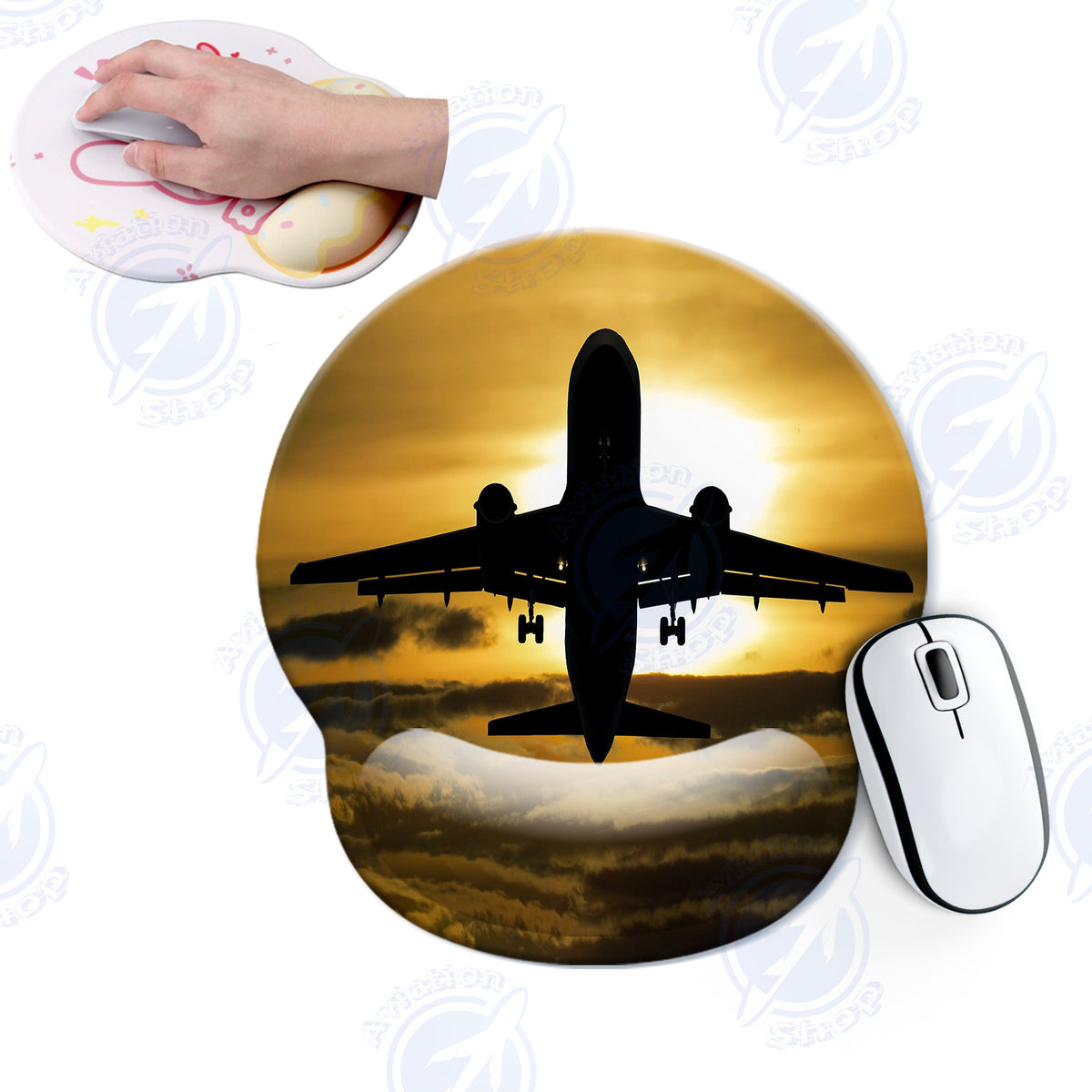 Departing Passanger Jet During Sunset Designed Ergonomic Mouse Pads ...