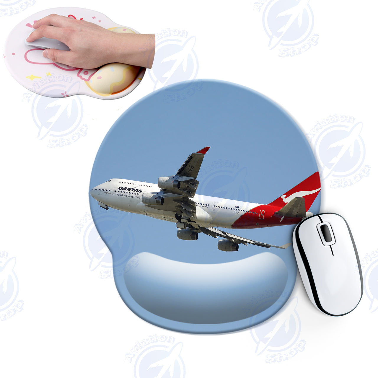 Departing Qantas Boeing 747 Designed Ergonomic Mouse Pads – Aviation Shop
