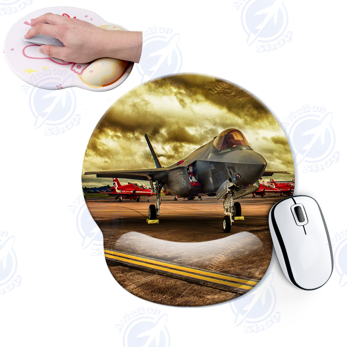 Fighting Falcon F35 at Airbase Designed Ergonomic Mouse Pads – Aviation ...
