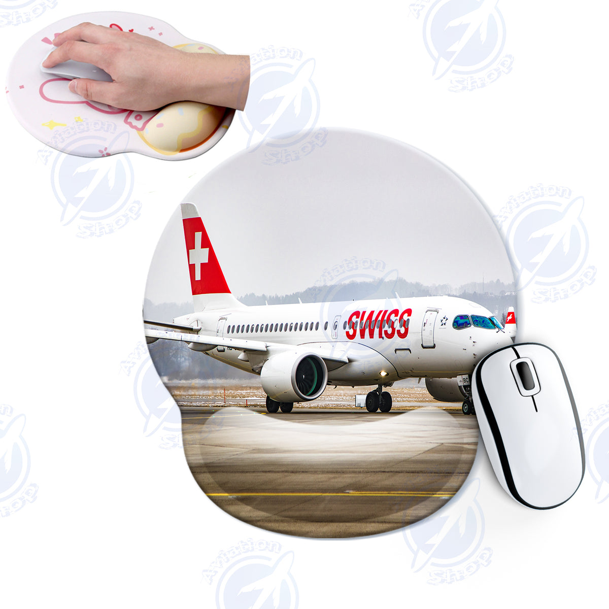 Swiss Airlines Bombardier CS100 Designed Ergonomic Mouse Pads ...