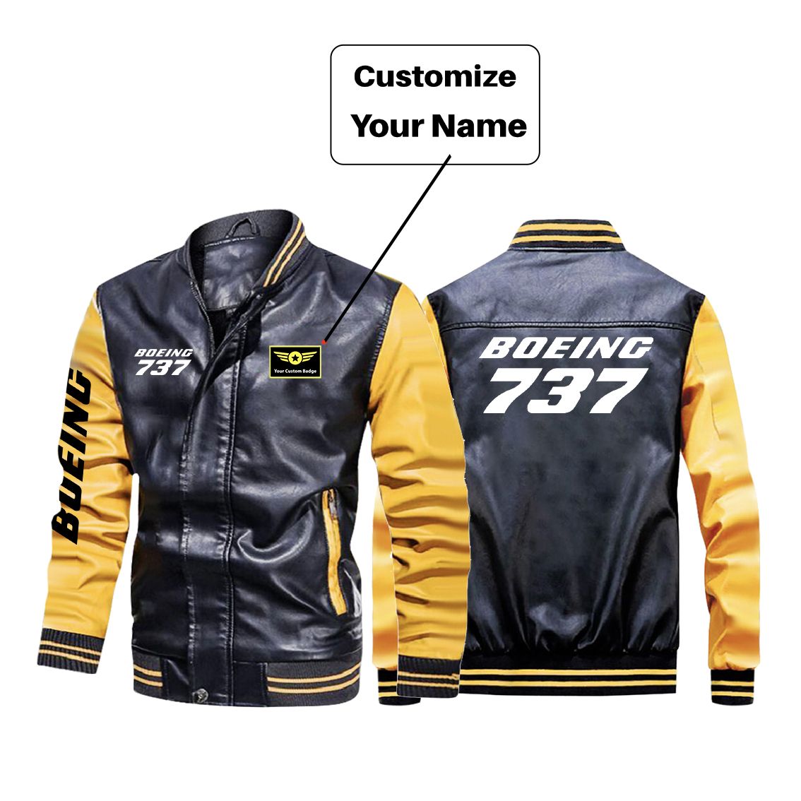 Boeing 737 & Text Designed Stylish Leather Bomber Jackets – Aviation Shop