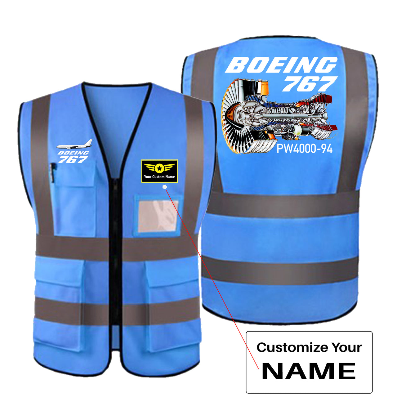 Boeing 767 Engine (PW4000-94) Designed Reflective Vests – Aviation Shop