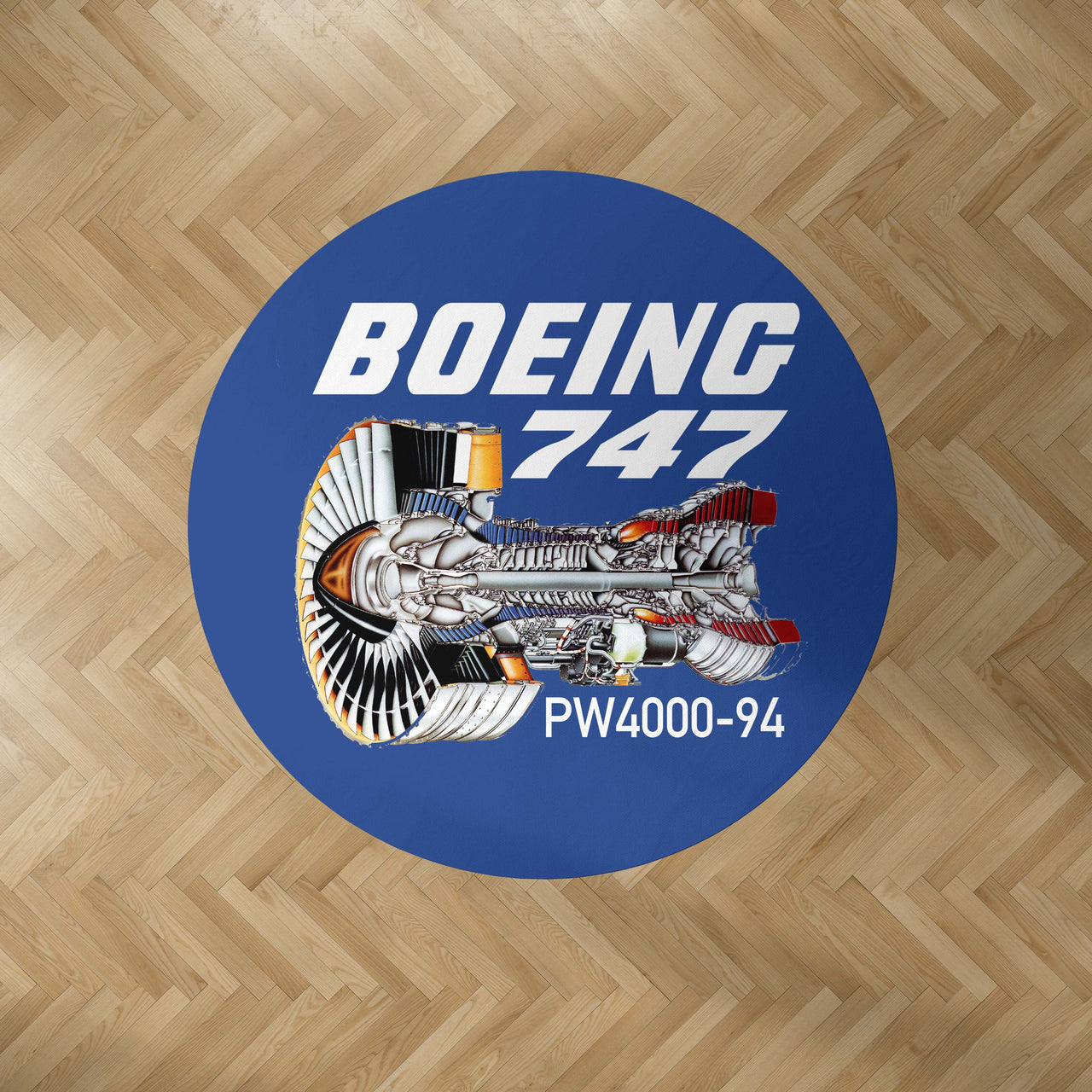 Boeing 747 & PW4000-94 Engine Designed Carpet & Floor Mats (Round ...