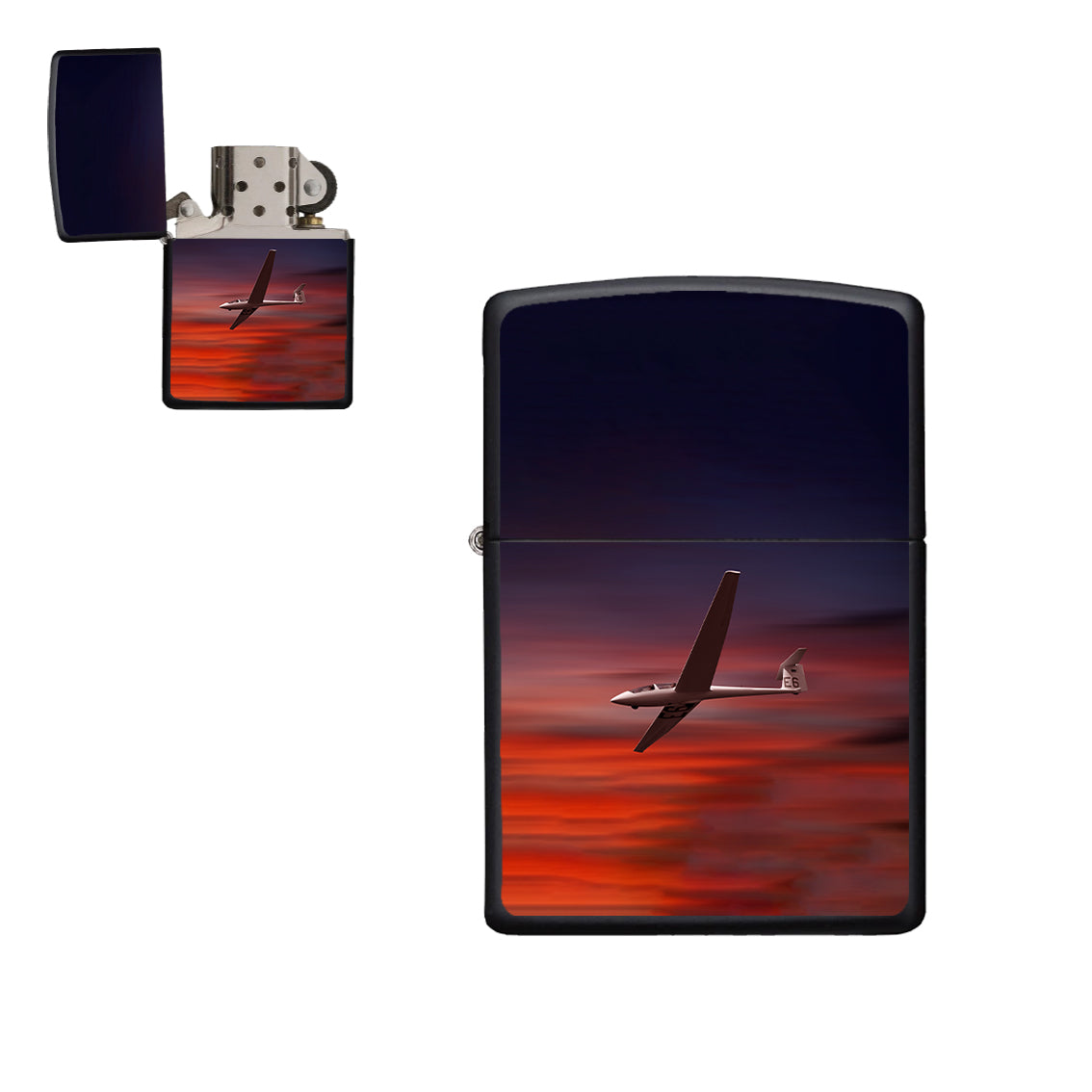 Cruising Glider at Sunset Designed Metal Lighters – Aviation Shop