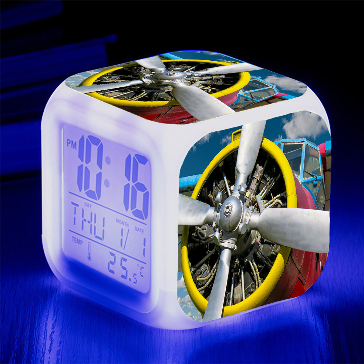 Double-Decker Airplane's Propeller Designed "7 Colour" Digital Alarm C ...