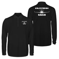 Gulfstream G650 & Plane Designed Long Sleeve Polo T-Shirts (Double-Sid ...