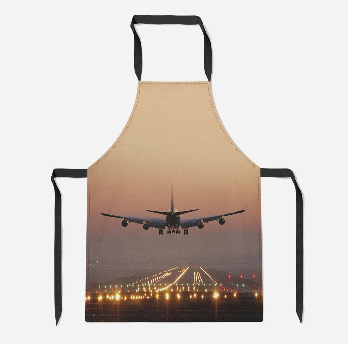 Landing Boeing 747 During Sunset Designed Kitchen Aprons – Aviation Shop