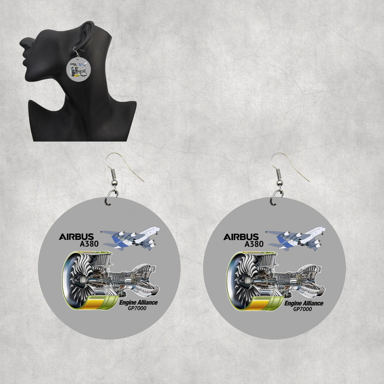 Airbus A380 & GP7000 Engine Designed Wooden Drop Earrings – Aviation Shop