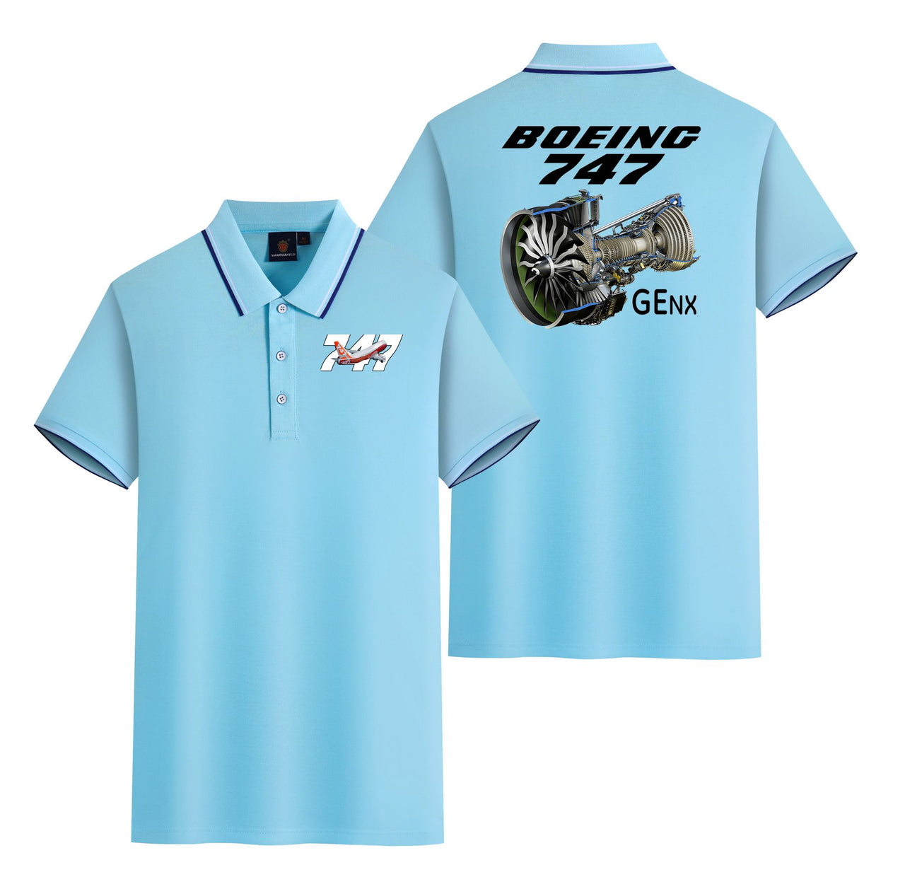 Boeing 747 & GENX Engine Designed Stylish Polo T-Shirts (Double-Side ...