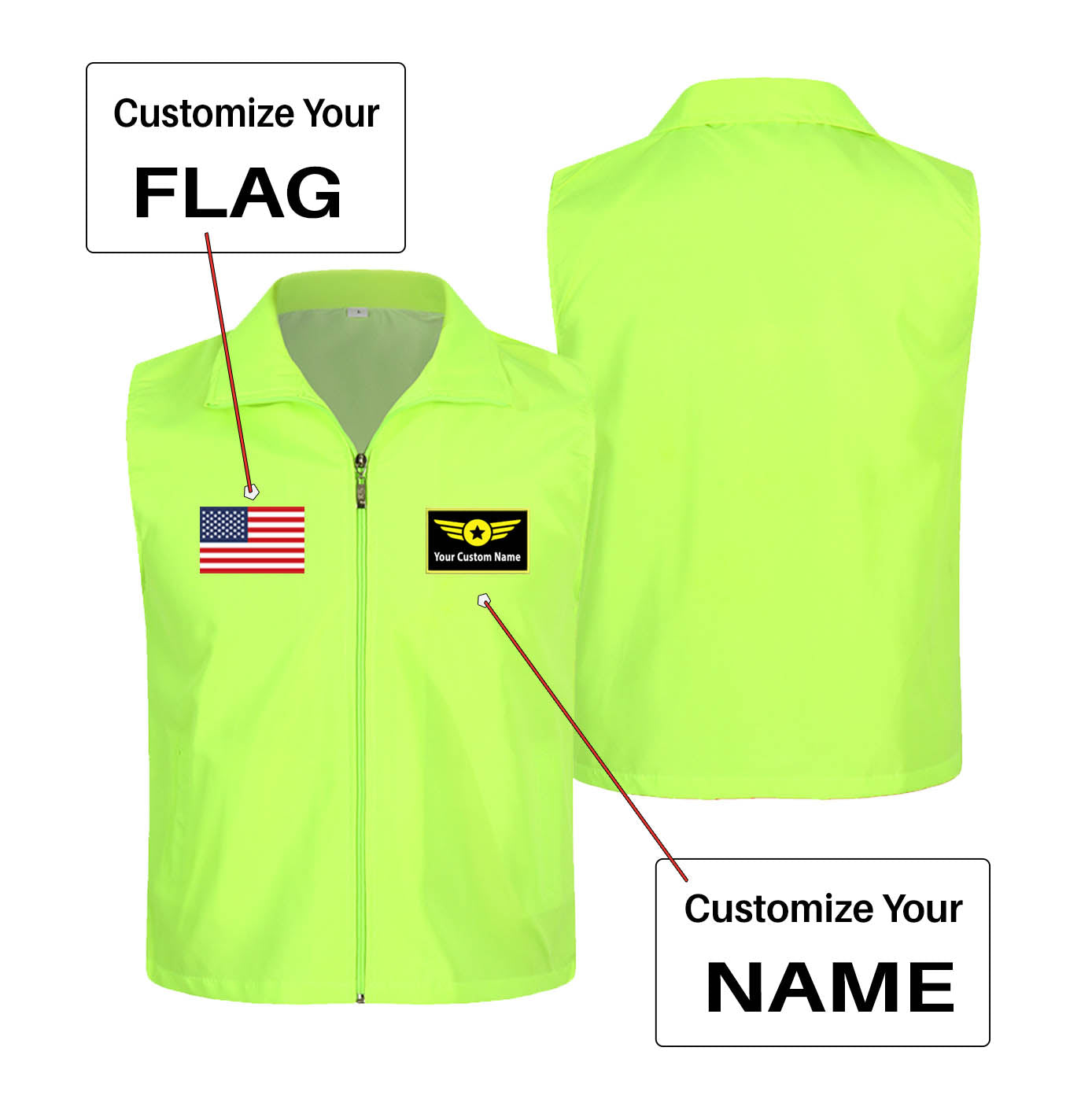 Custom Flag & Name with "Special Badge" Designed Thin Style Vests ...