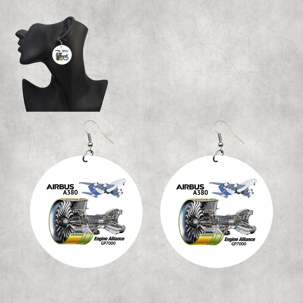Airbus A380 & GP7000 Engine Designed Wooden Drop Earrings – Aviation Shop