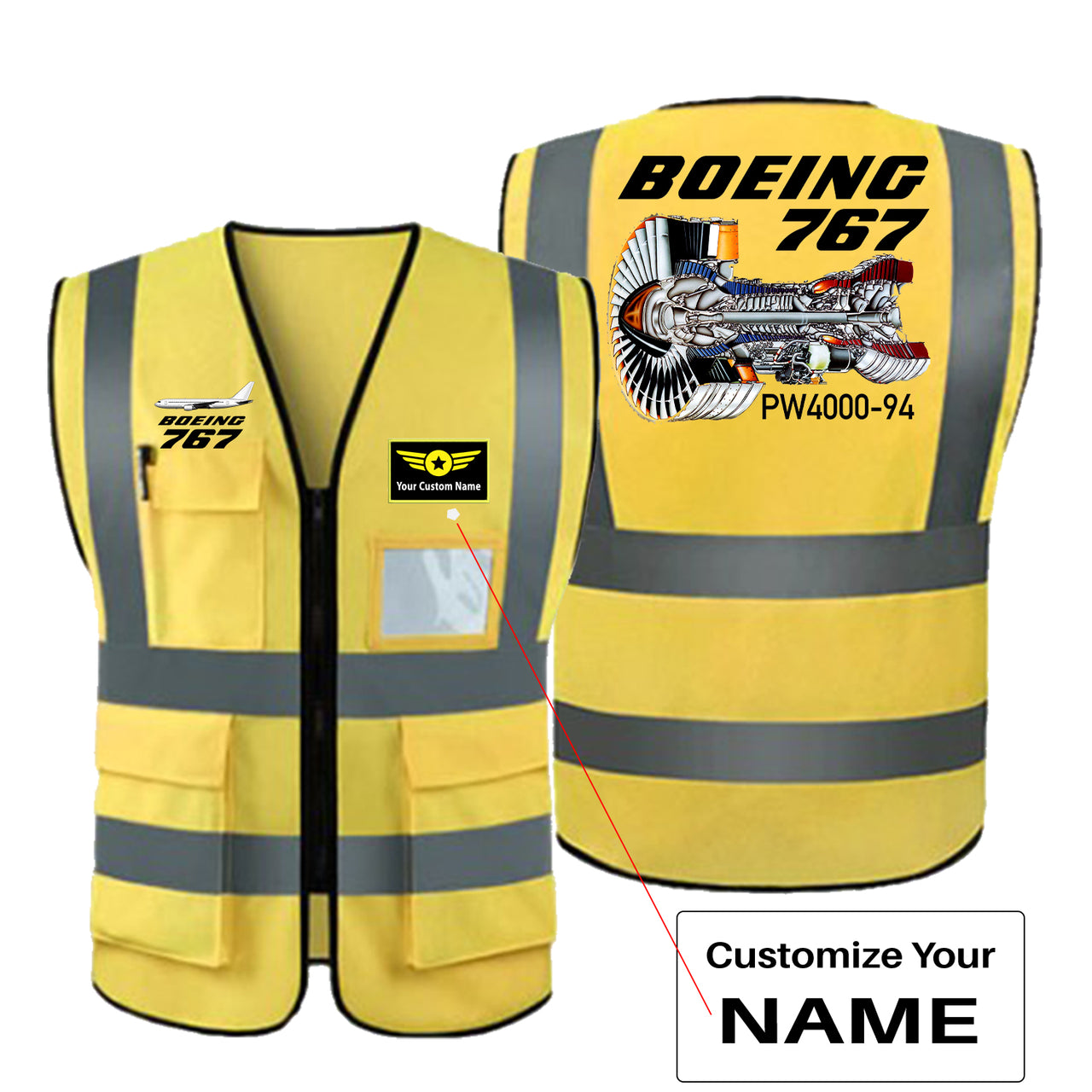 Boeing 767 Engine (PW4000-94) Designed Reflective Vests – Aviation Shop